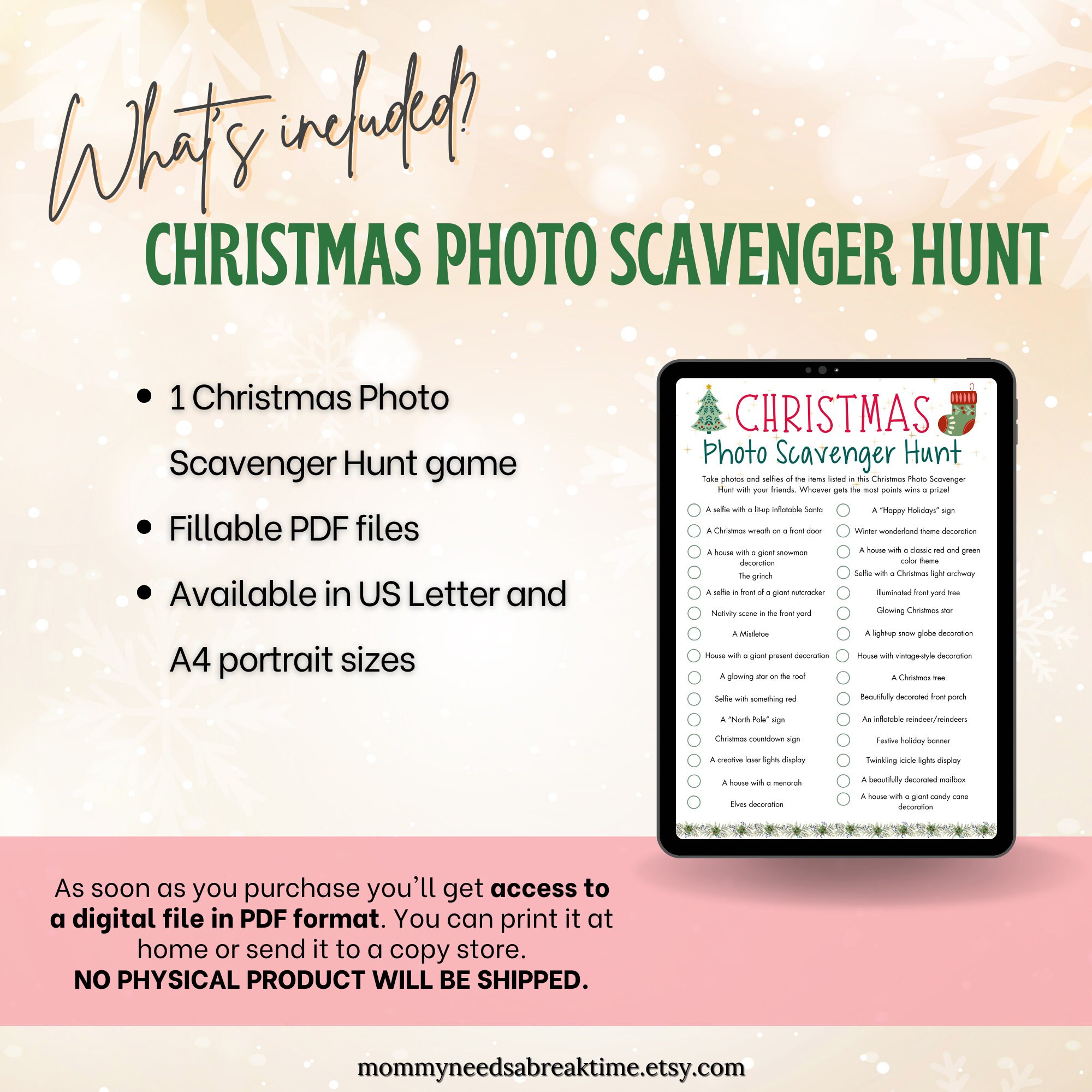 Christmas Photo Scavenger Hunt Teens, Christmas Phone Game Friendsmas ...