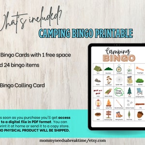 Camping Bingo Camping Party Game Camping Party Favors Summer Bingo ...