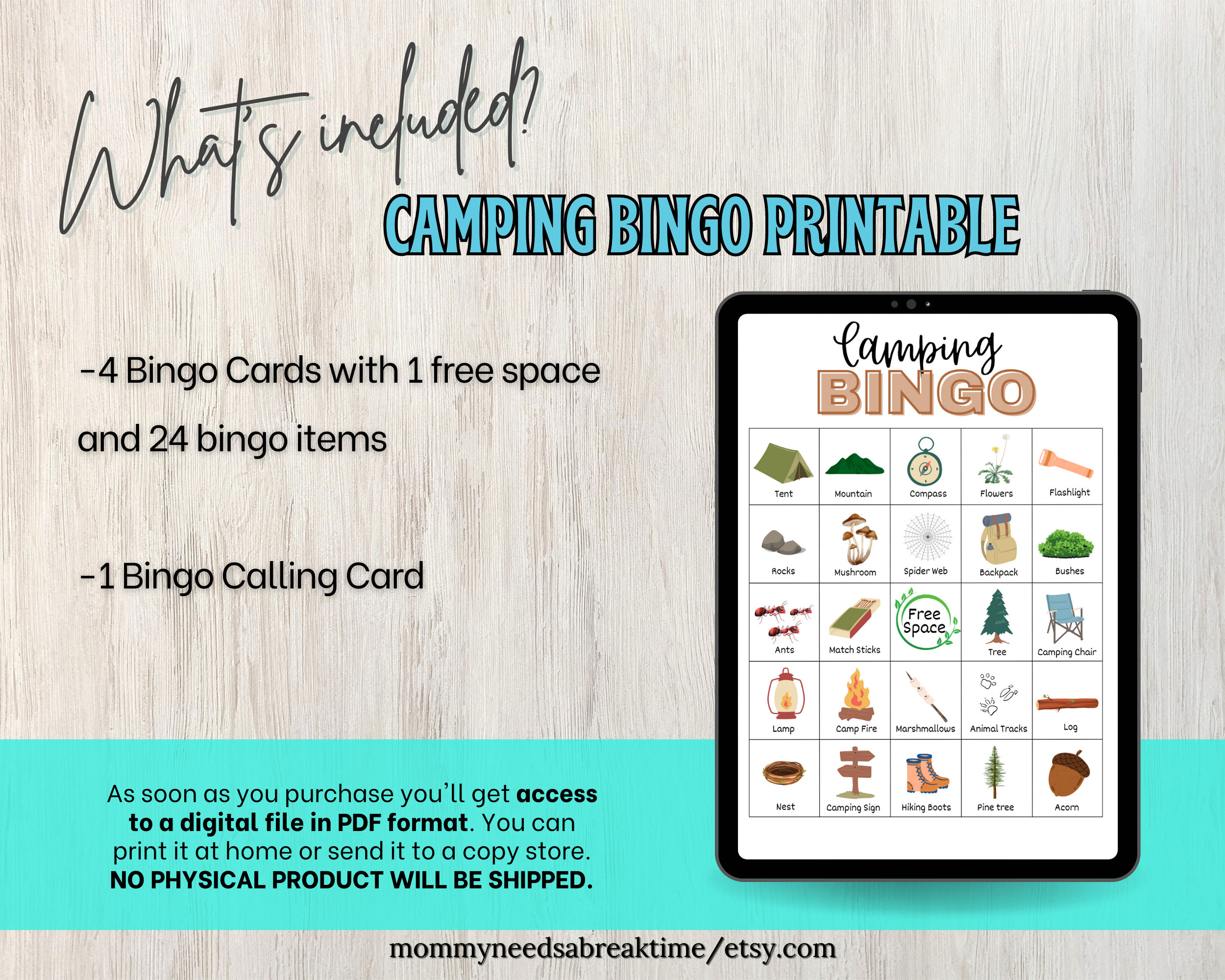 Camping Bingo Printables, Camping Party Game, Camping Party Favors ...