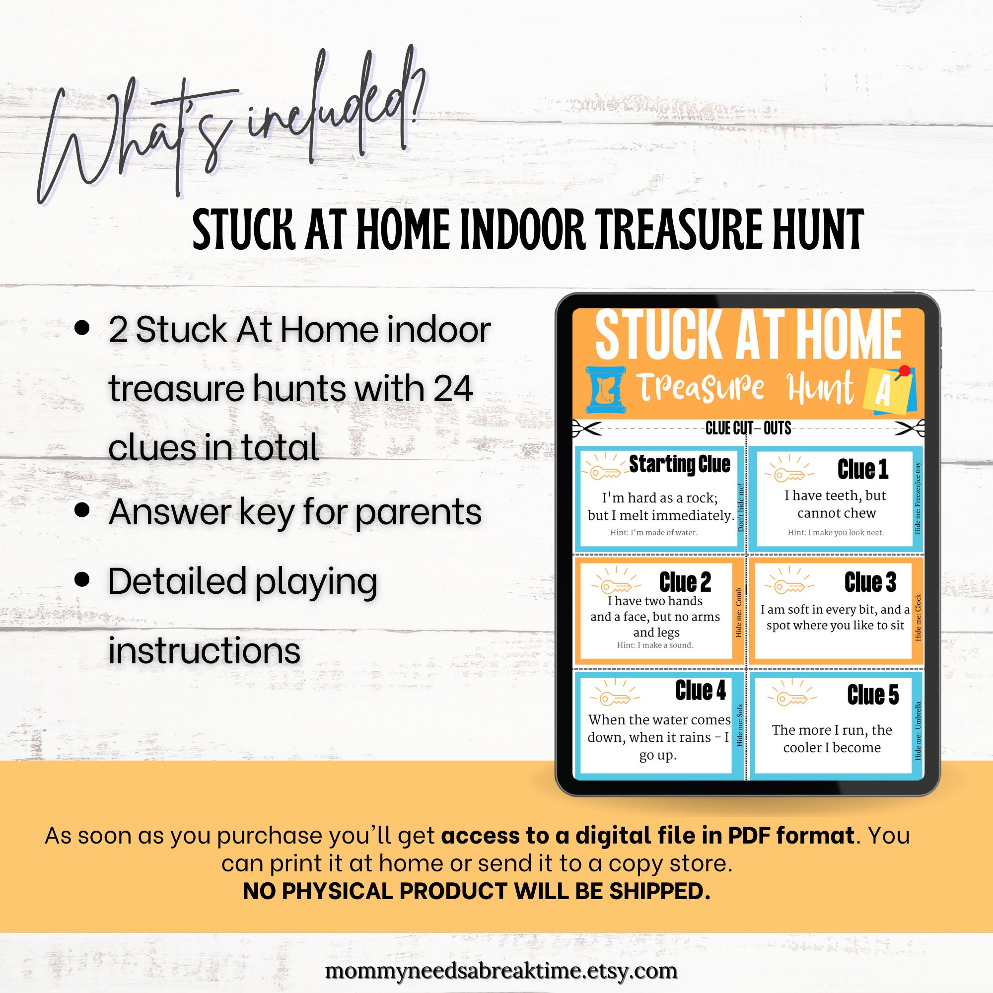 Stuck at Home Indoor Treasure Hunt Indoor Scavenger Hunt Printable Kids ...
