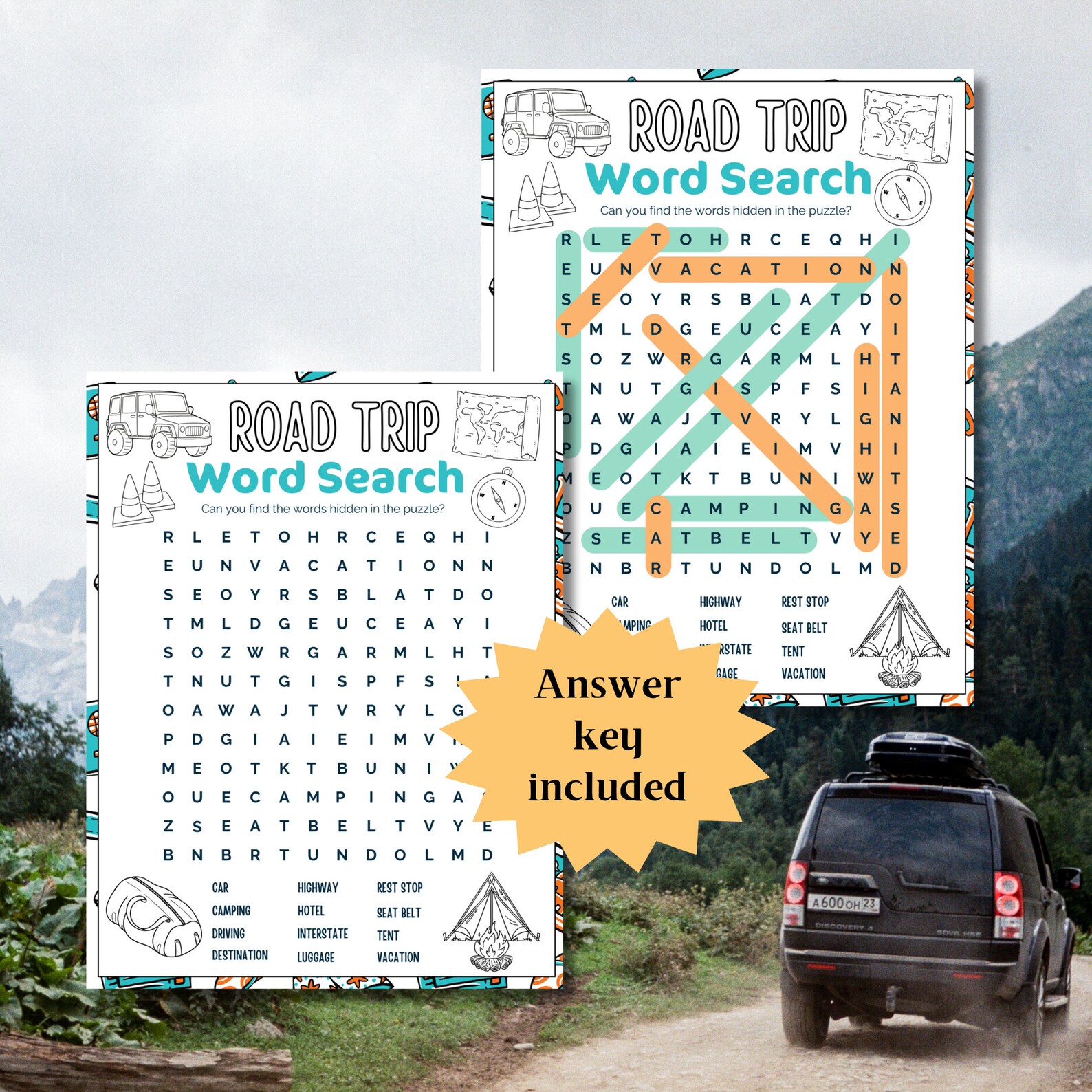 Road Trip Word Search Road Trip Games | Camping Activities Sibling ...