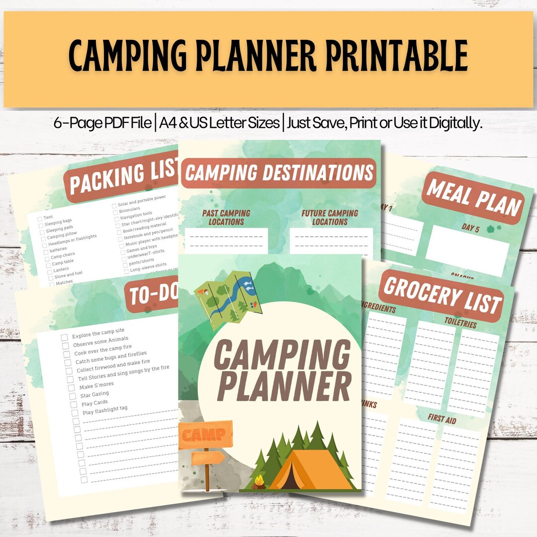 Camping Planner Digital Trip Planner, Fillable Camping Checklist,family ...