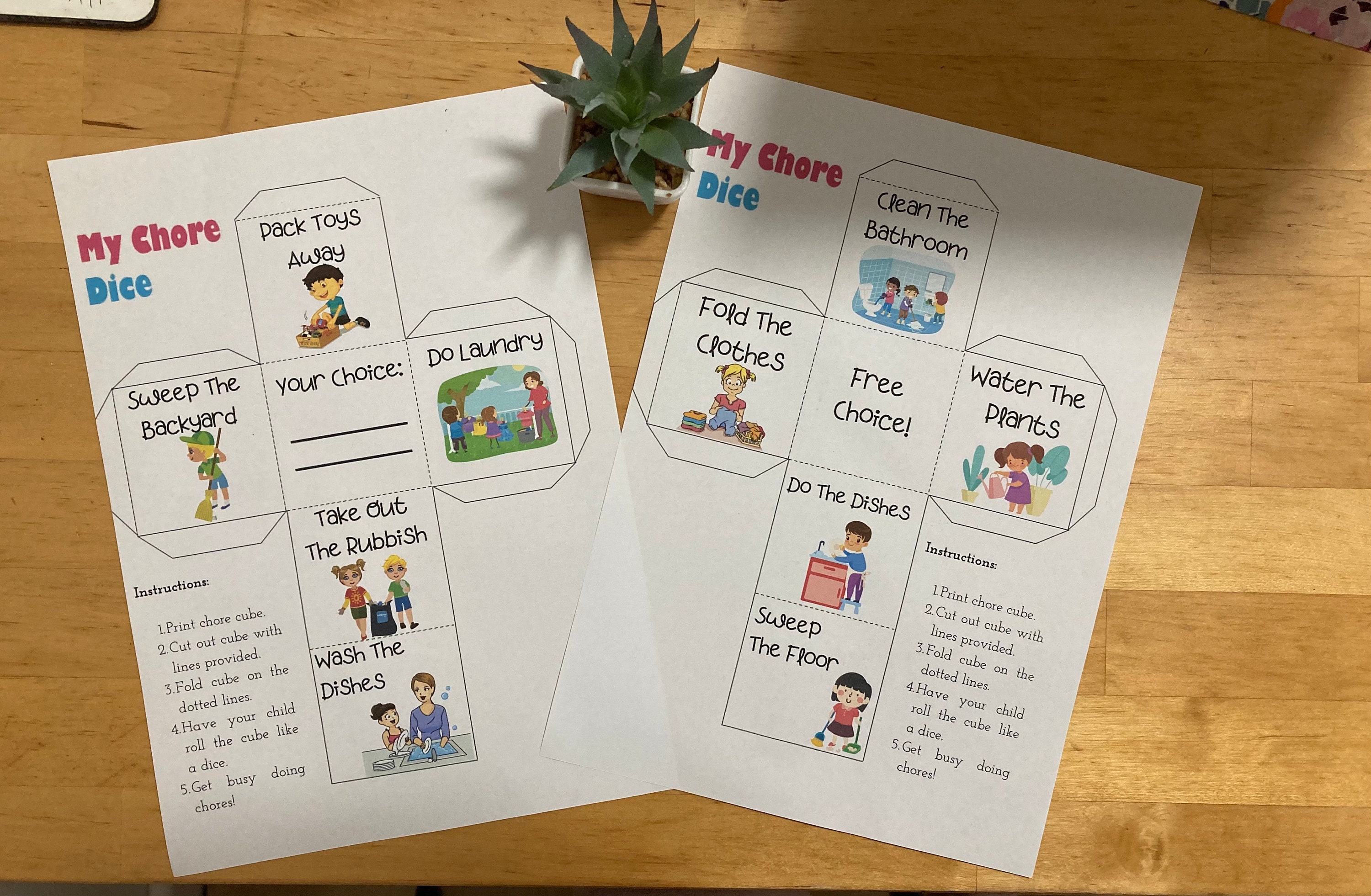 Kids Weekly Chores Visual Schedule Cube Game | Kids Daily Checklist ...