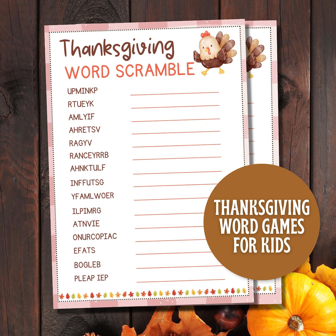 Fillable Thanksgiving Word Scramble | Kids Word Scramble Class ...