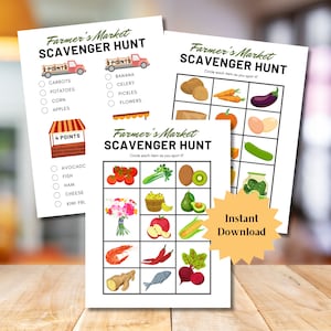 Farmers Market Scavenger Hunt for Kids, Outdoor Scavenger Hunt for Kids ...