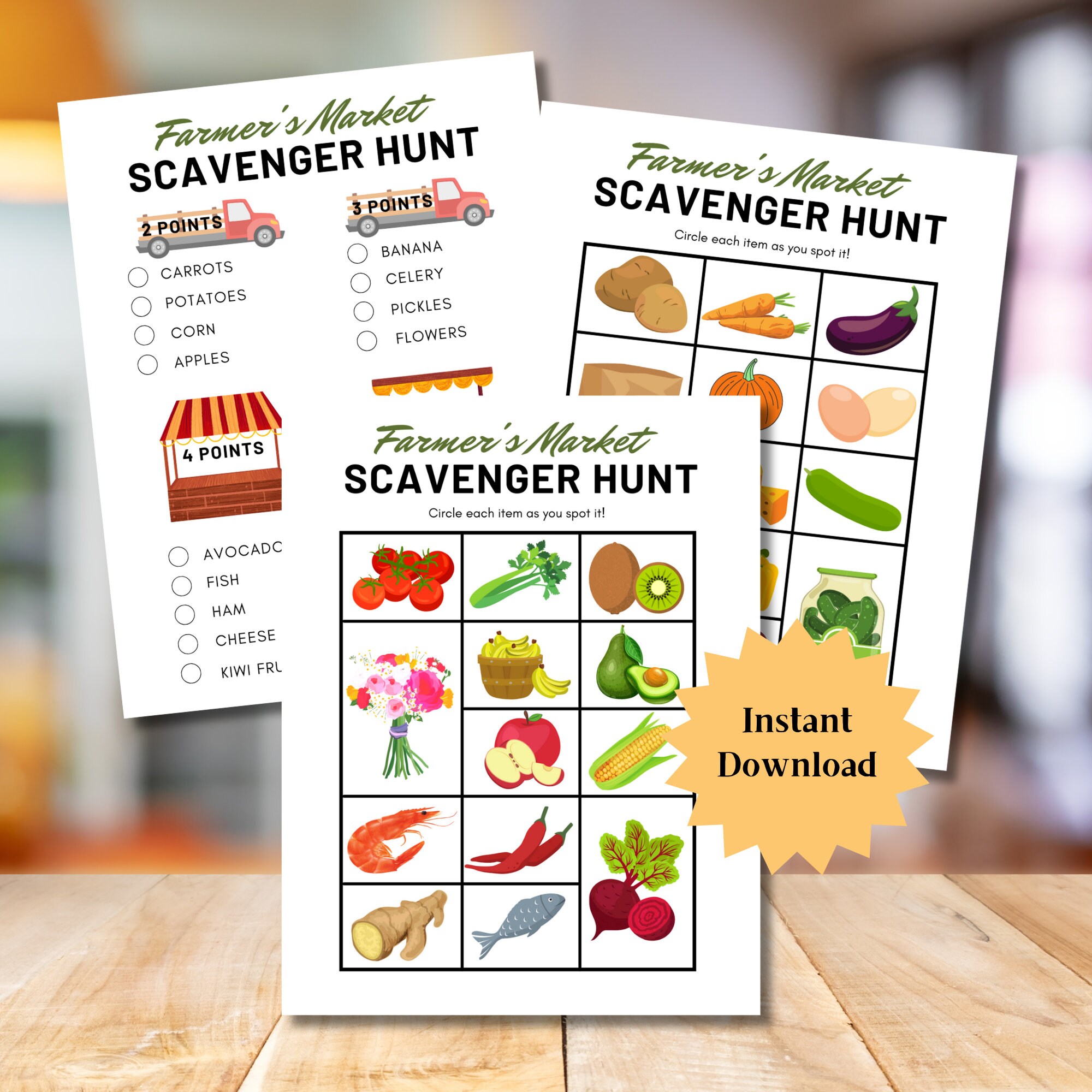 Farmers Market Scavenger Hunt for Kids, Outdoor Scavenger Hunt for Kids ...