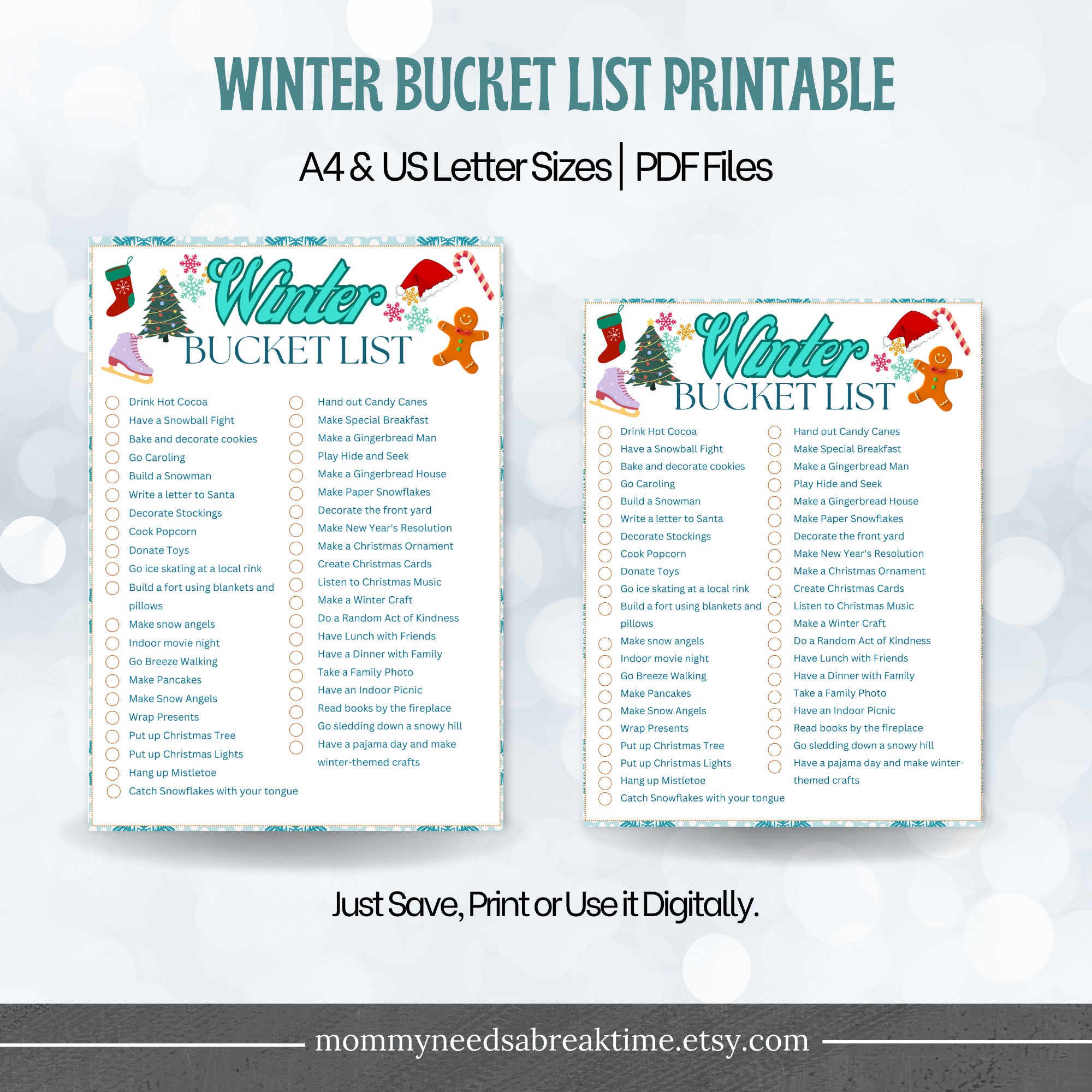 Winter Bucket List Christmas Bucket List Winter Activities - Etsy