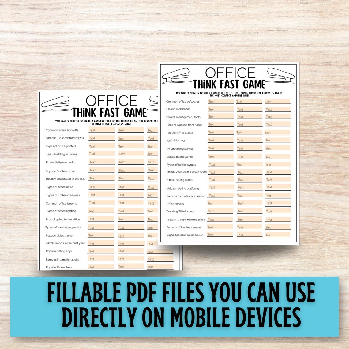 Office Think Fast Game Team Building Games, Coworker Games Workplace ...