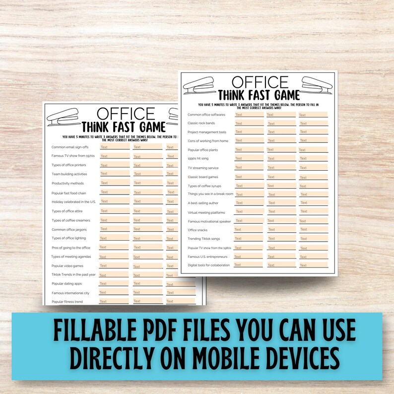 Office Think Fast Game Team Building Games, Coworker Games Workplace ...