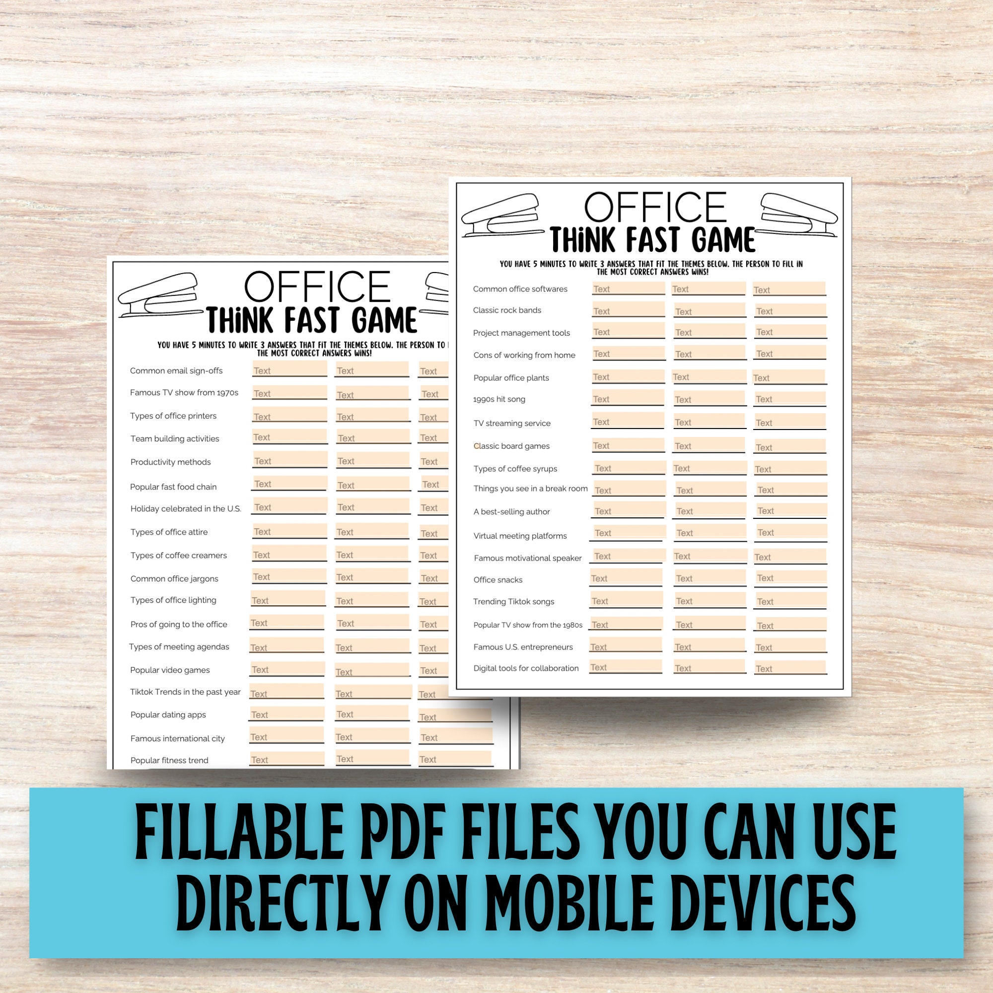 Office Think Fast Game Team Building Games, Coworker Games Workplace ...