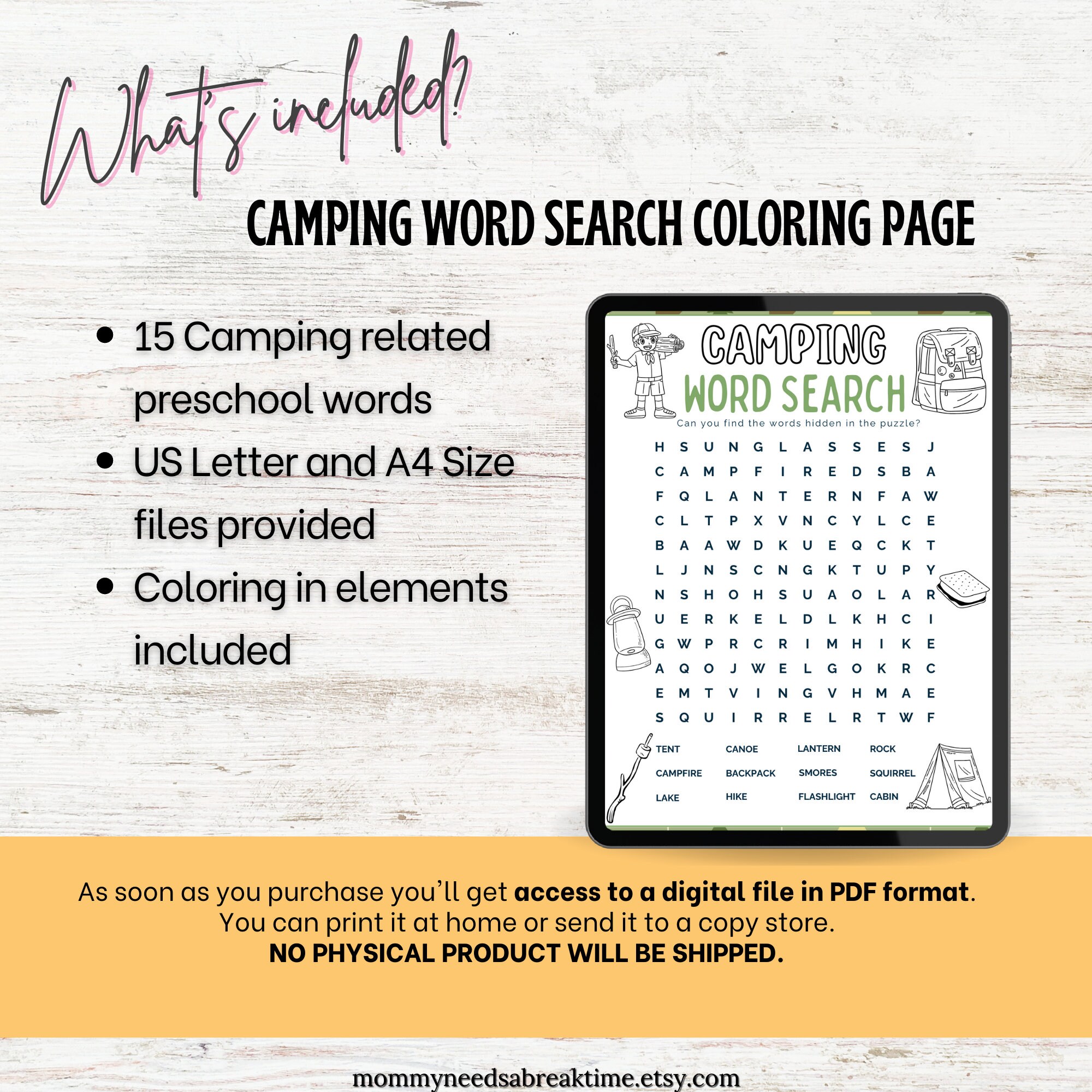 Camping Word Search Camping Activities, Camping Games, Kids Word Search ...
