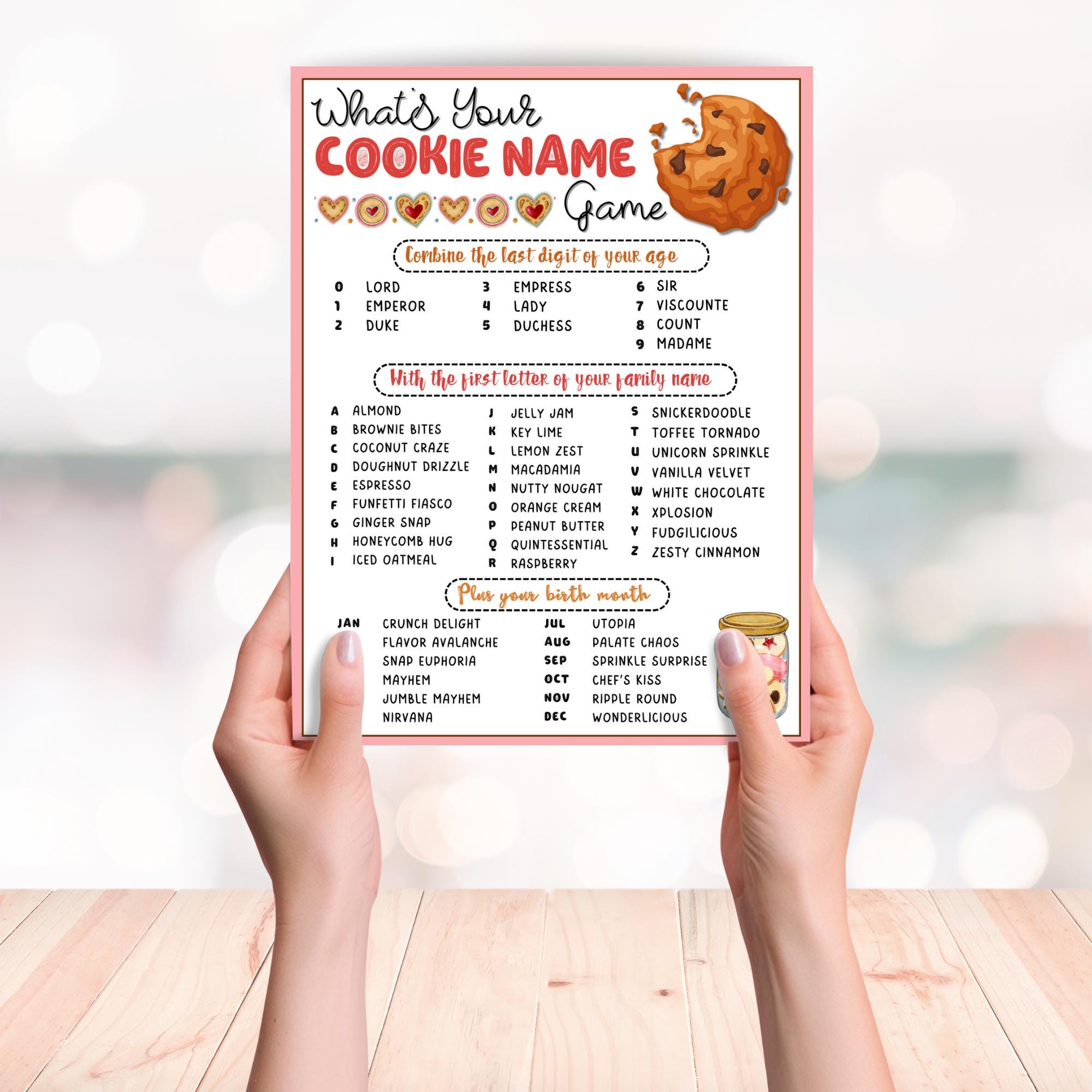 Whats Your Cookie Name Game for Groups, Fillable Name Tags, Camping ...