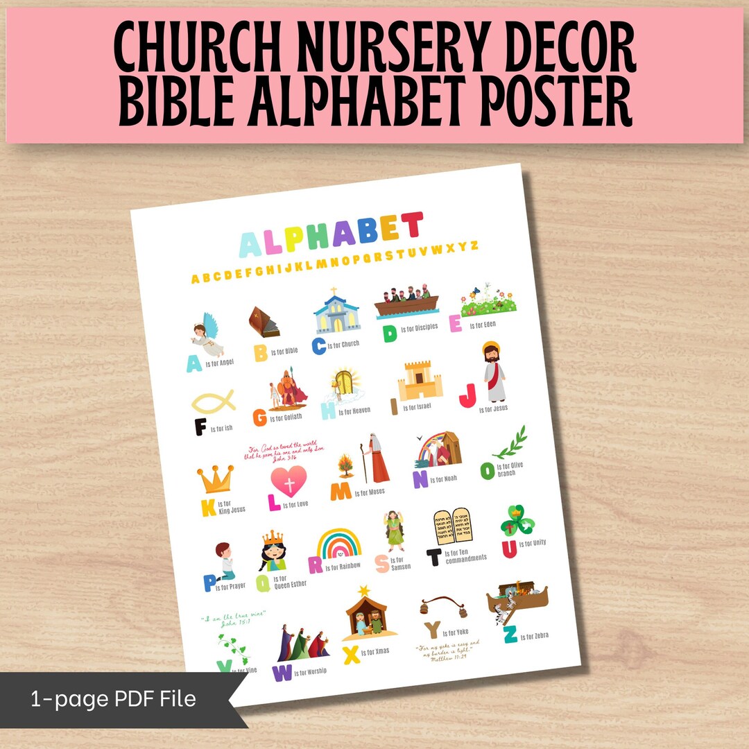 Bible Alphabet Church Nursery Decor | Christian Baby Decor | Over the ...