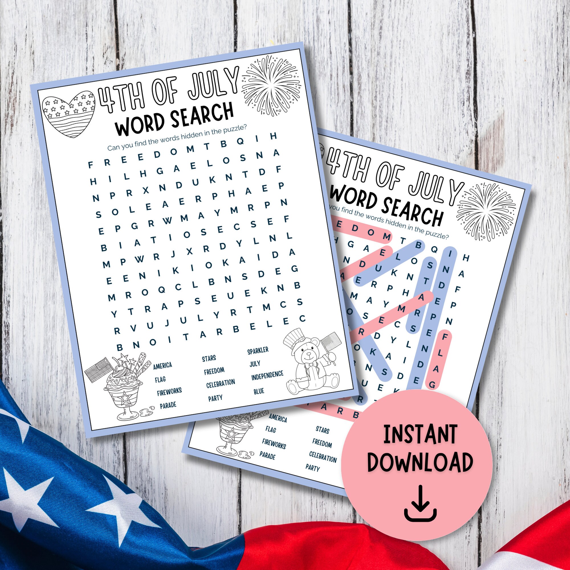 4th of July Word Search 4th of July Games, Camping Activities 4th of ...