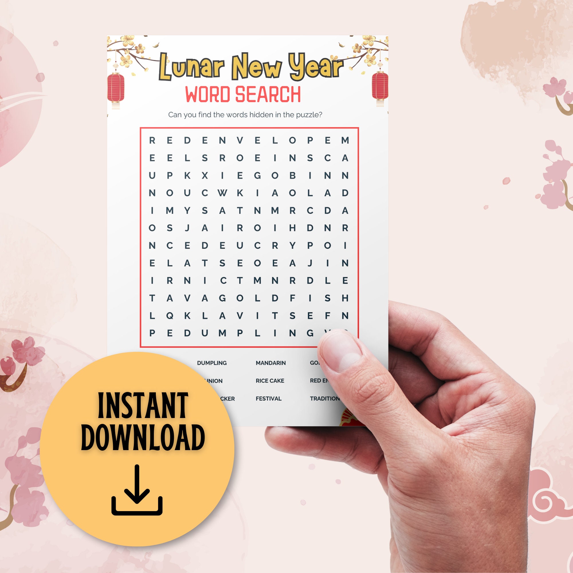 Chinese New Year Word Search, Lunar New Year Games, Chinese New Year ...