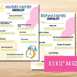 Kids Morning Routine Bedtime Checklist, Editable Morning Evening ...
