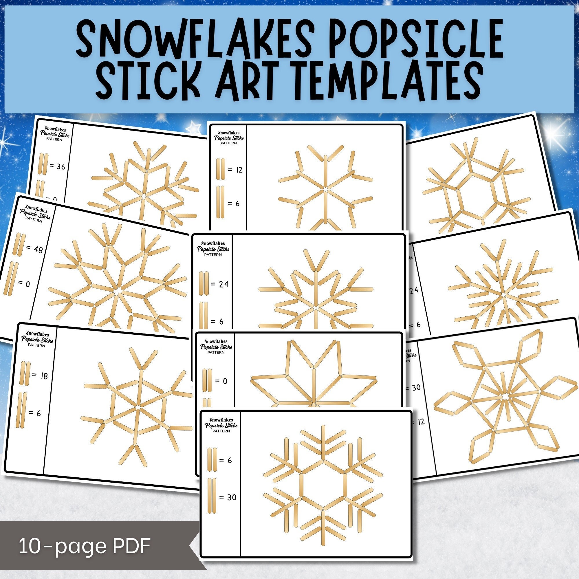Snowflakes Popsicle Stick Art, Wooden Snowflakes Snowflake Favors ...