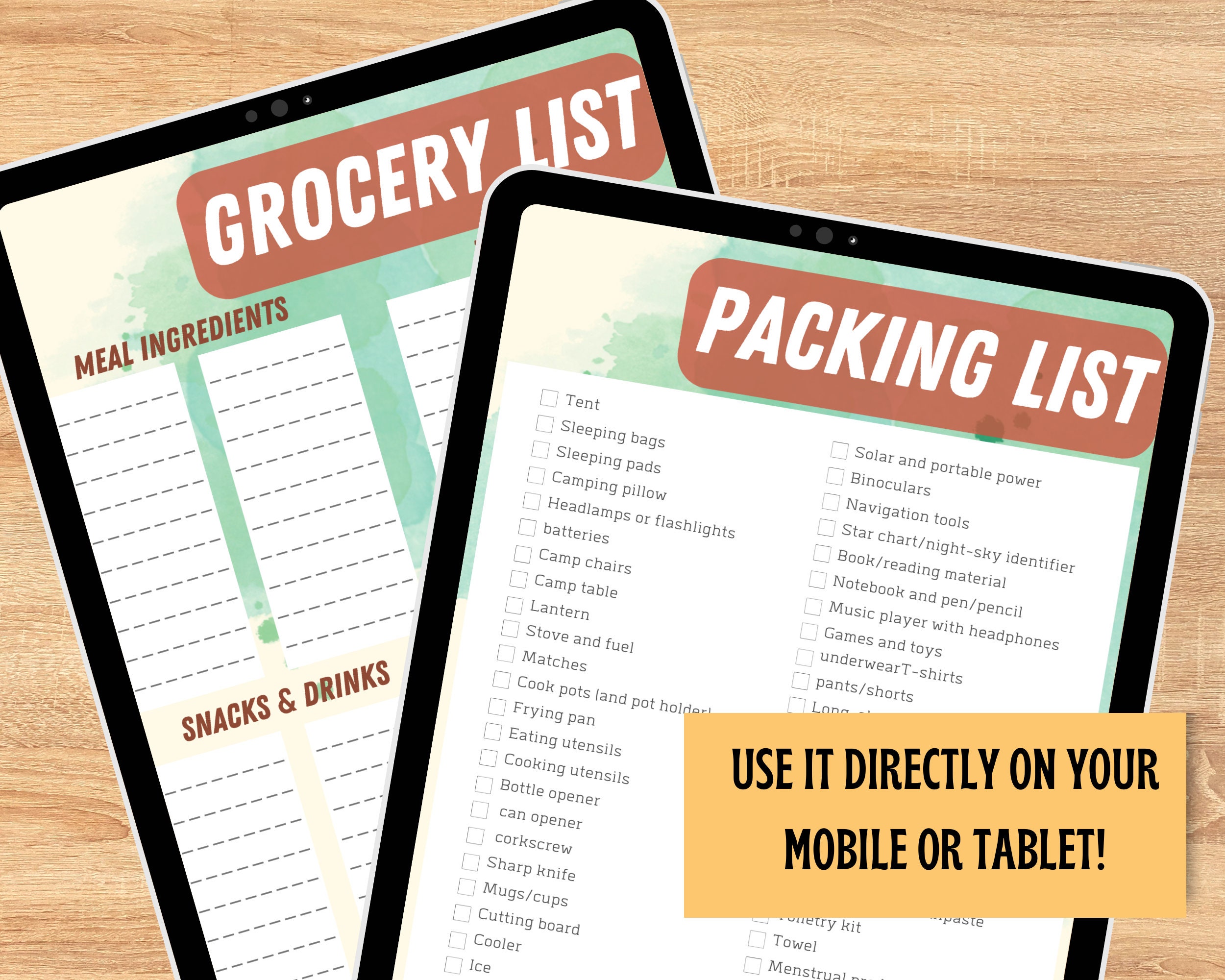 Camping Planner Digital Trip Planner, Fillable Camping Checklist,family ...