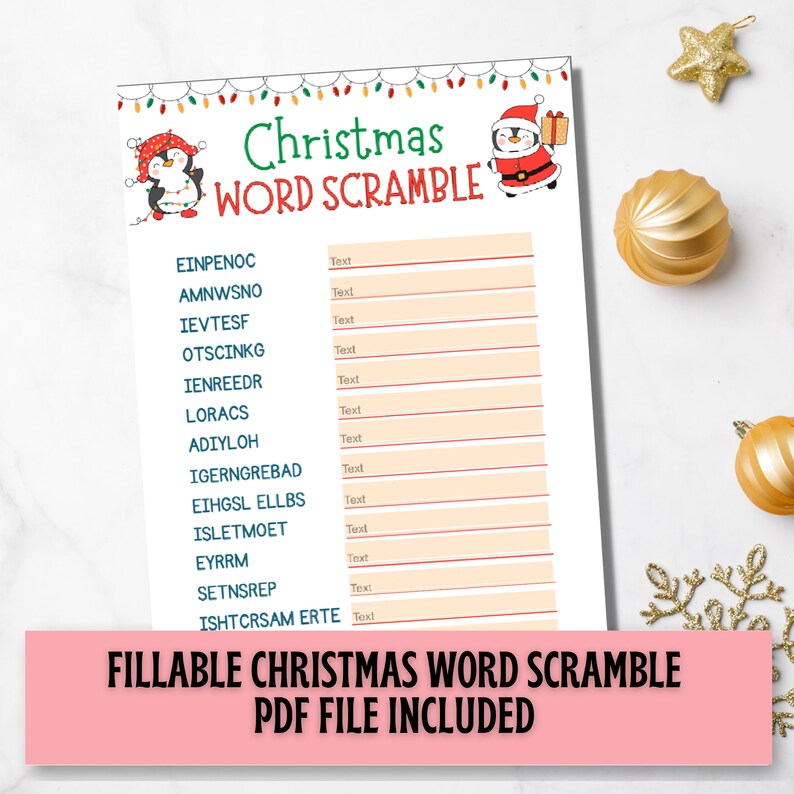 Printable Christmas Word Scramble, Fillable Christmas Word Scramble ...