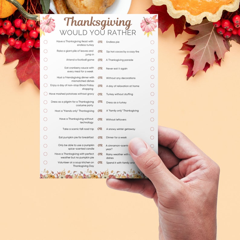 Thanksgiving Would You Rather Game Fillable Friendsgiving - Etsy