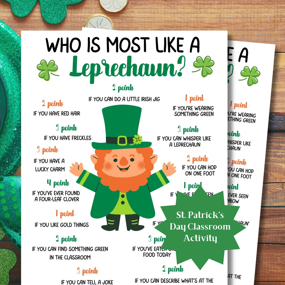 Who is Most Like A Leprechaun, St Patricks Activity St Pattys Party ...