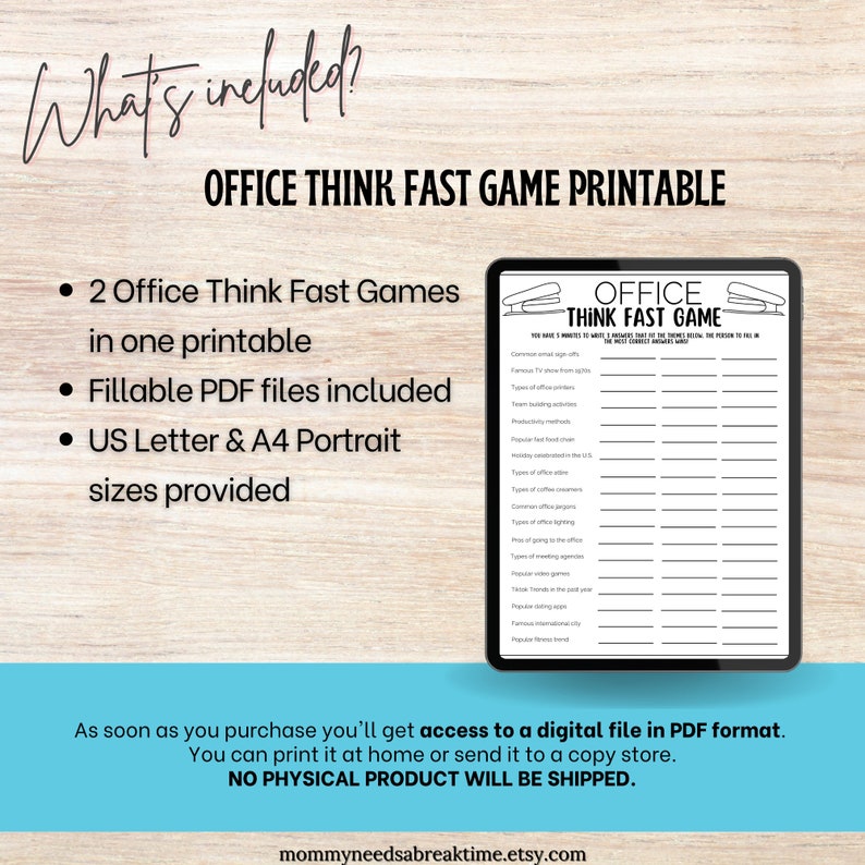 Office Think Fast Game Team Building Games, Coworker Games Workplace ...