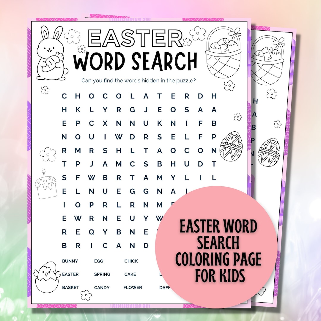 Easter Word Search Easter Coloring | Easter Puzzle Montessori Busy Book ...