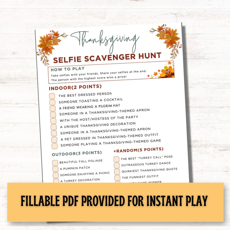 Thanksgiving Scavenger Hunt for Adults, Thanksgiving Photo Scavenger ...