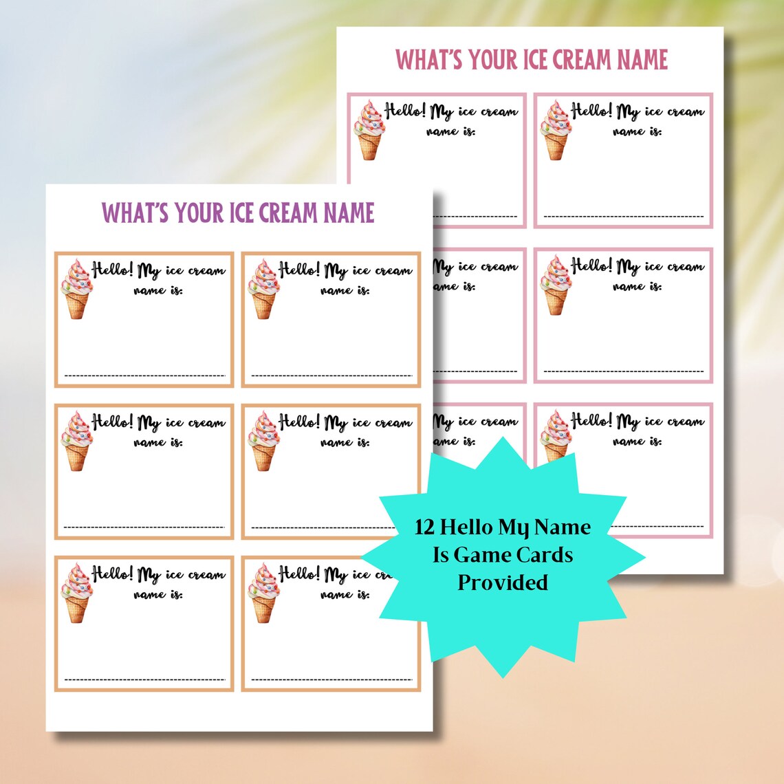 Whats Your Ice Cream Name Summer Name Game, Pool Party Games Slumber ...