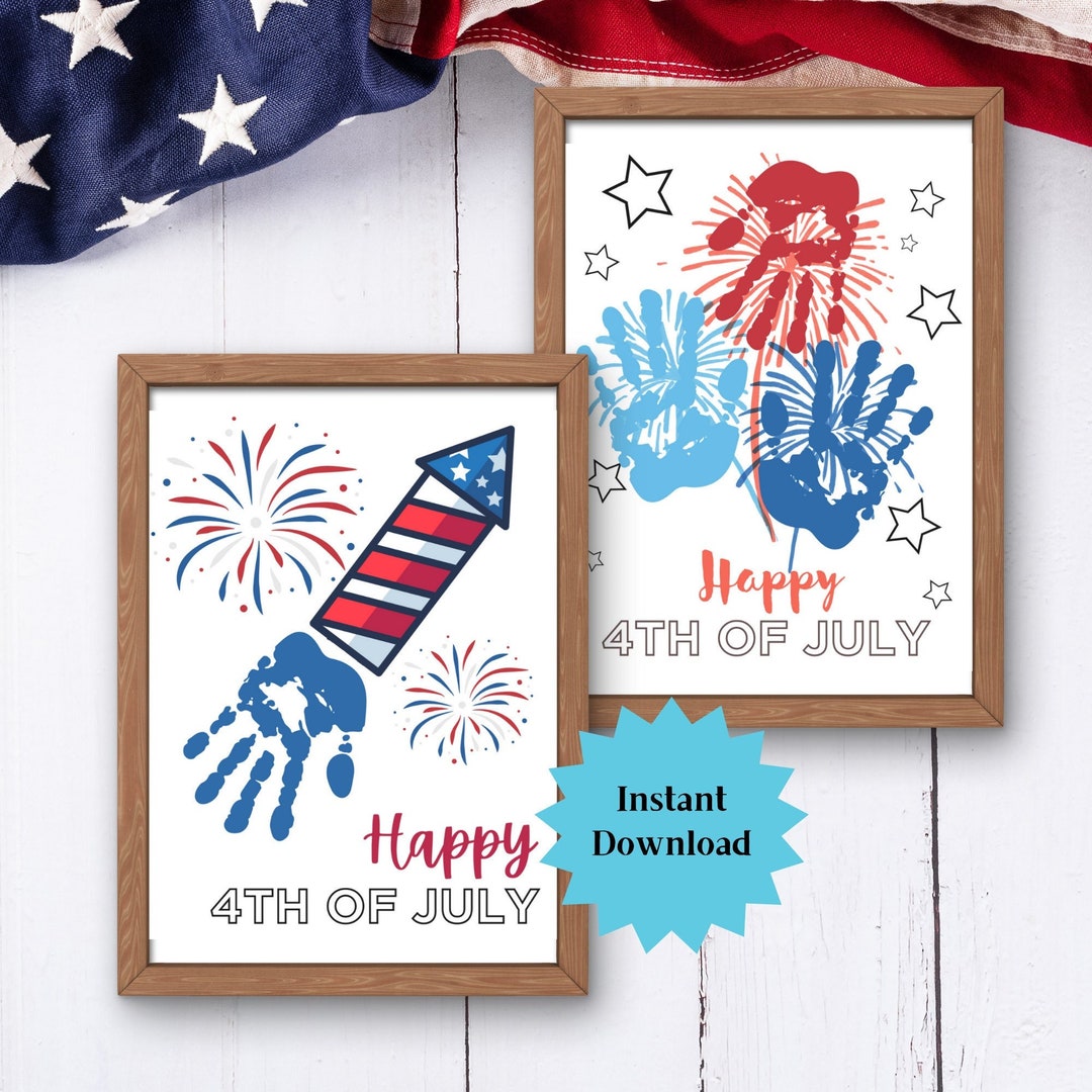4th of July Handprint Art, Rocket Handprint Craft Happy 4th of July ...
