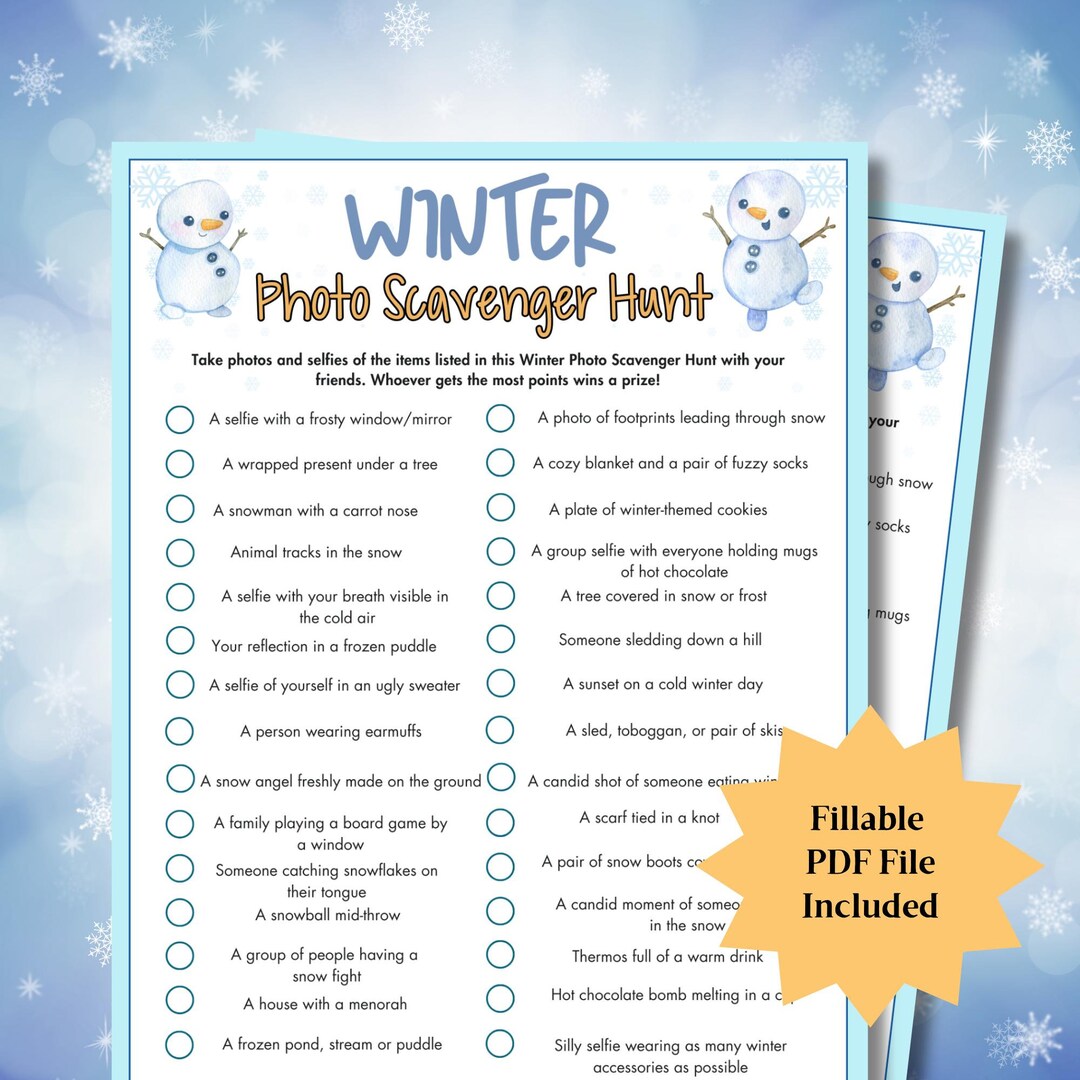 Winter Scavenger Hunt, Xmas Scavenger Hunt, Winter Kids Activity ...