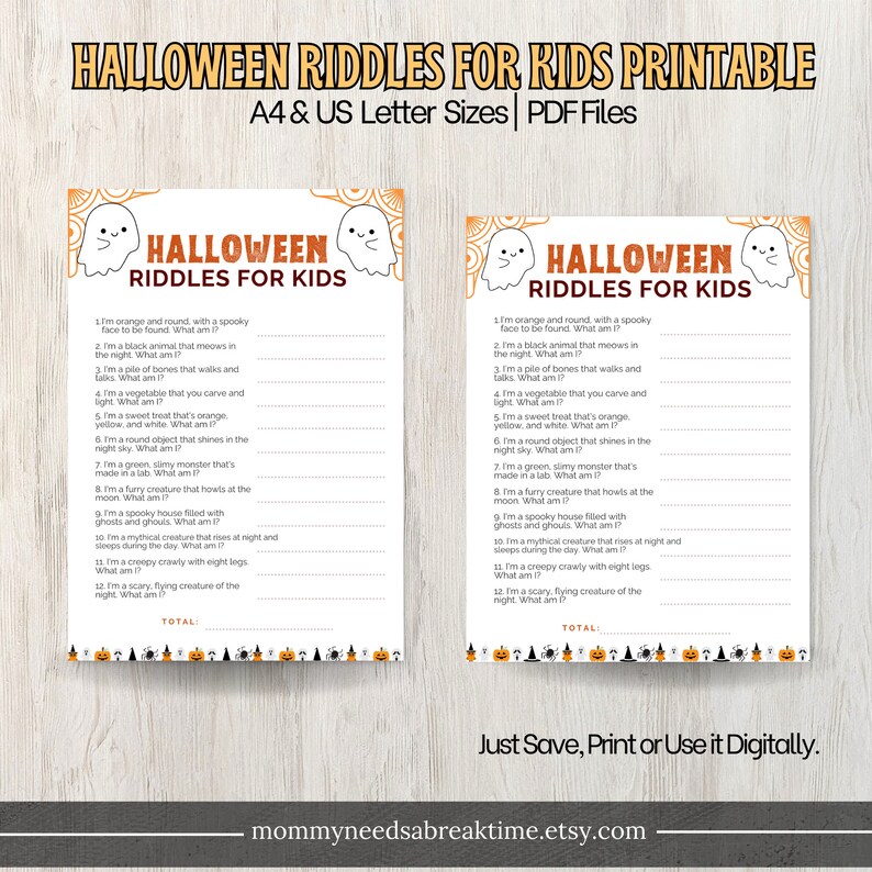 Halloween Riddles for Kids Halloween Puzzle, Kids Halloween Trivia ...