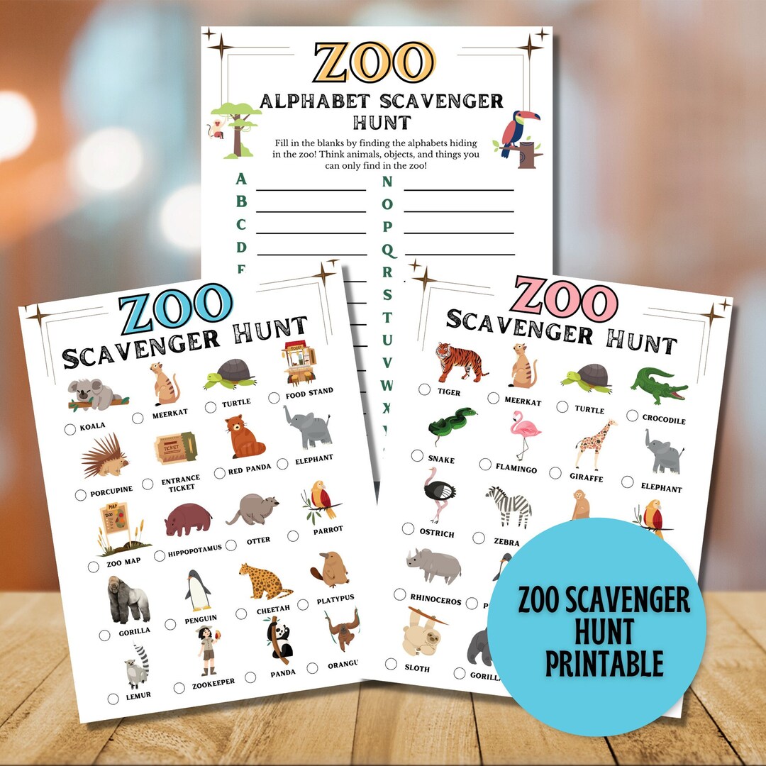Zoo Scavenger Hunt Zoo Treasure Hunt, Birthday Scavenger Hunt, Zoo ...