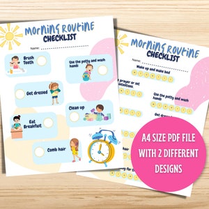 Kids Morning Routine Bedtime Checklist, Editable Morning Evening ...