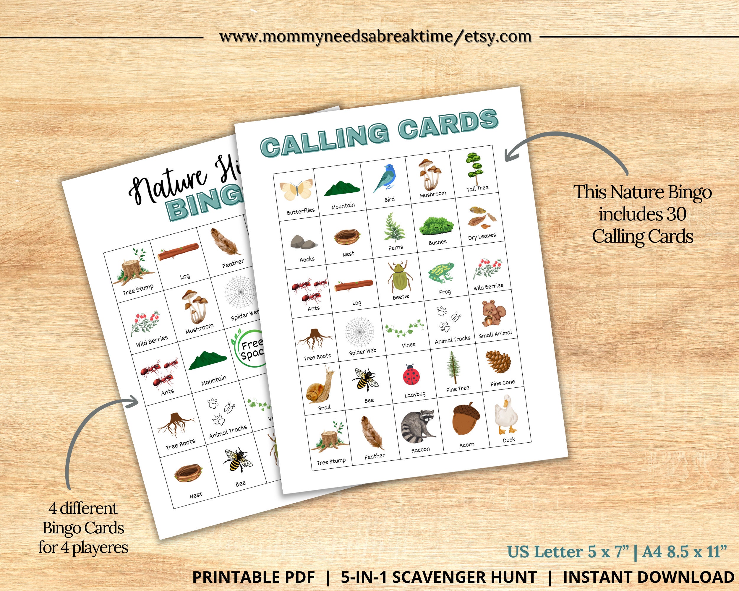 Nature Bingo Nature Hikes Bingo Printable, Nature Hunt Kids Bingo ...