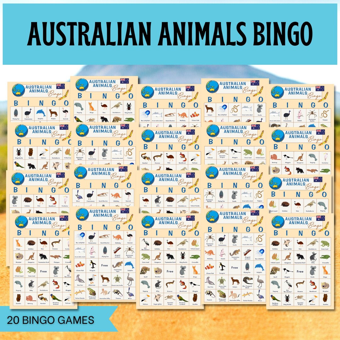 Australian Animals Bingo for Kids, Australia Animal Bingo Cards ...