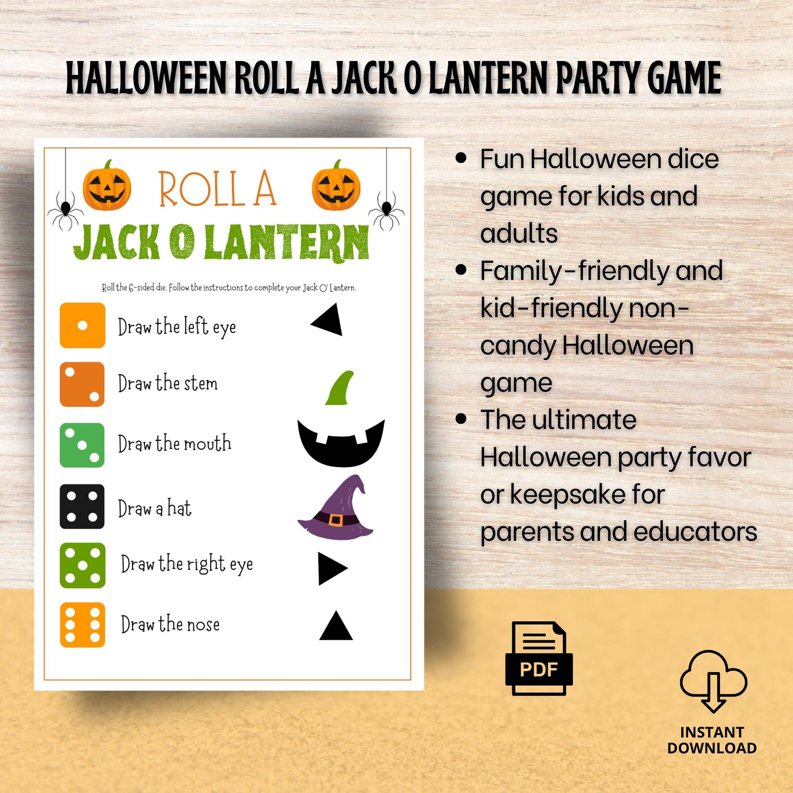 Roll A Pumpkin Halloween Dice Game, Halloween Classroom Favor Halloween ...