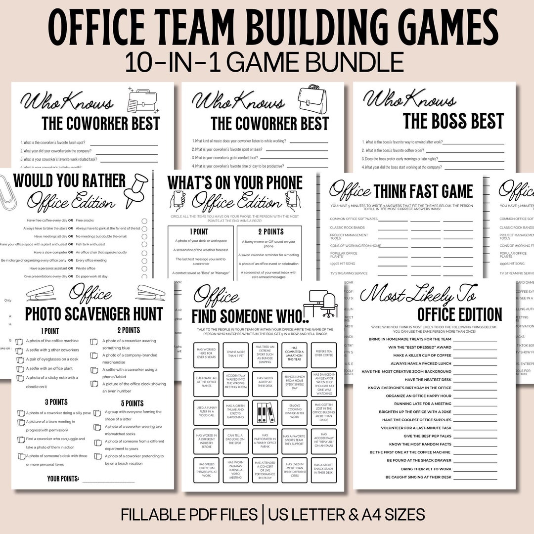 Team Building Games for Work Bundle, Retirement Games Coworker Bingo ...