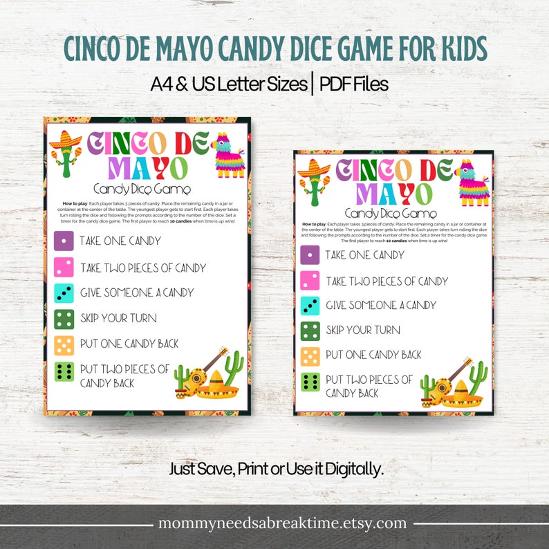 Cinco De Mayo Candy Dice Game, Cinco De Mayo Games Fiesta Ice Breaker ...