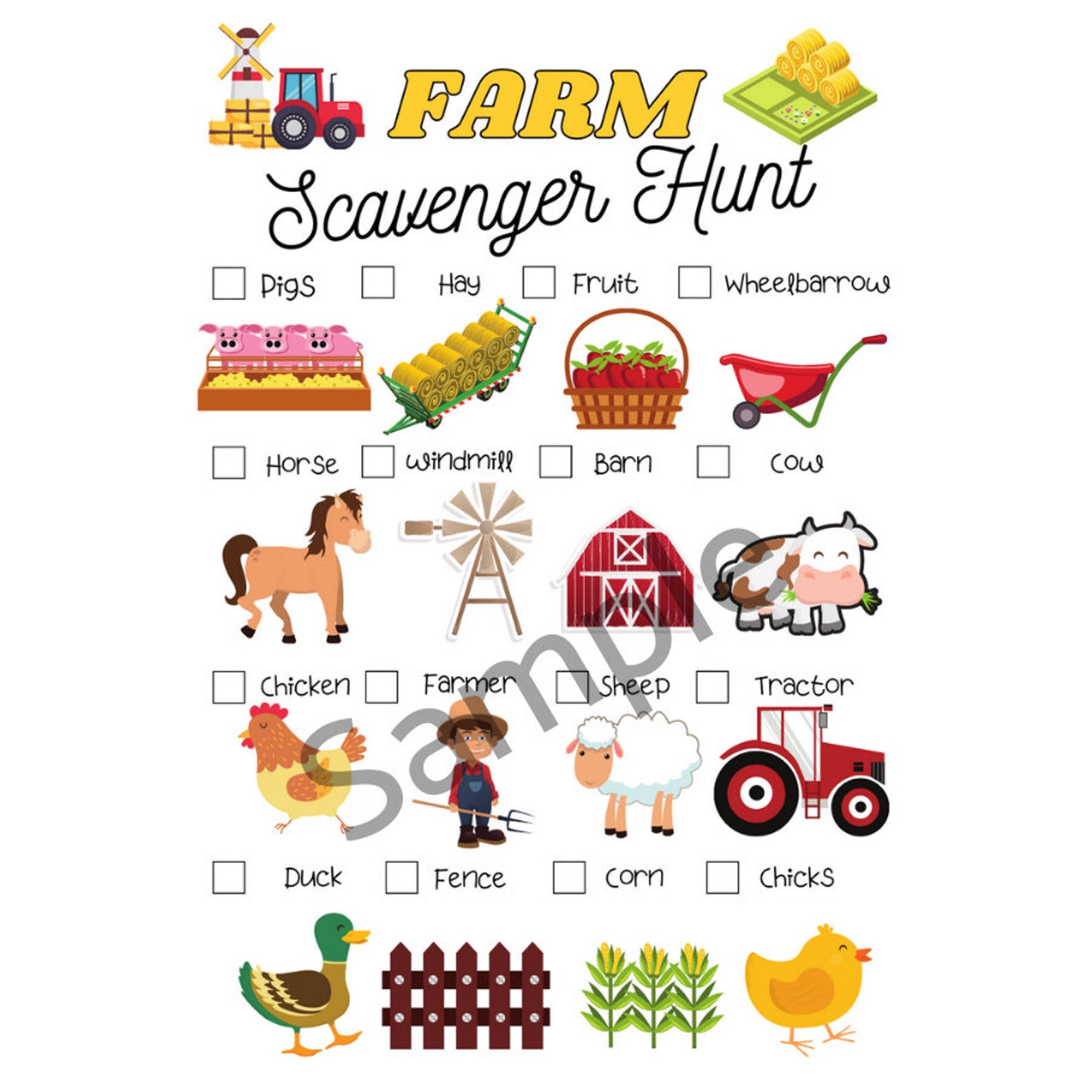 Farm Scavenger Hunt Printable - Printable Word Searches