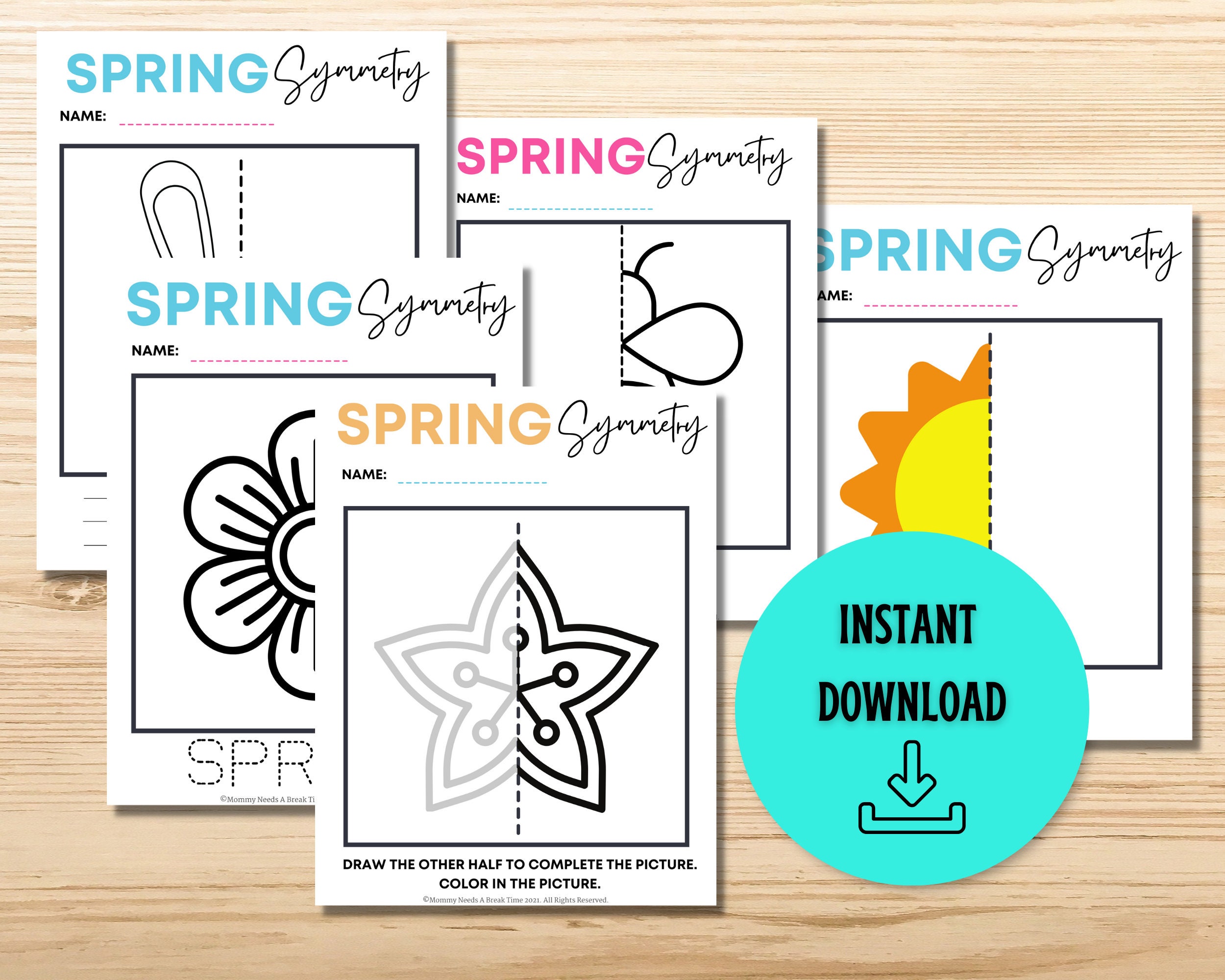 Spring Activity Book Printable | Spring Symmetry Spring Coloring Page ...