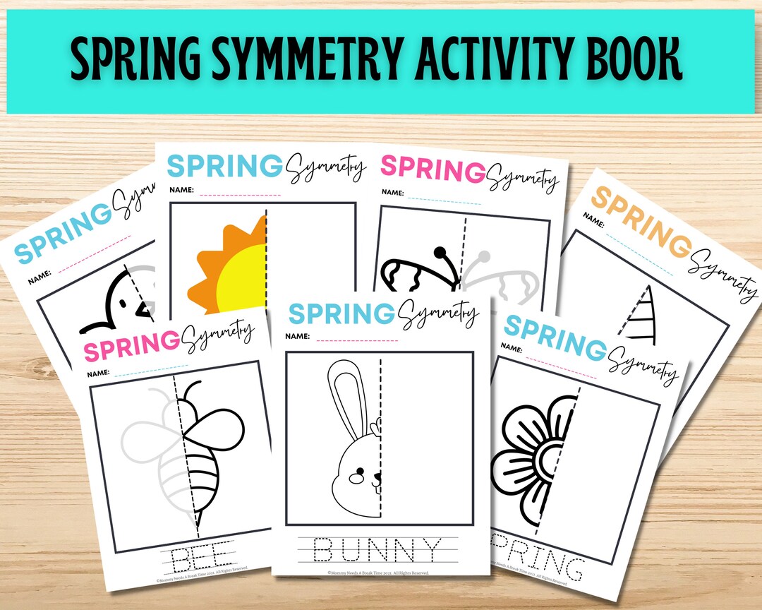 Spring Activity Book Printable | Spring Symmetry Spring Coloring Page ...