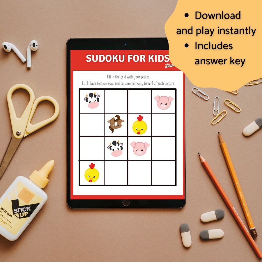 Farm Animals Sudoku for Kids | Toddler Sudoku Puzzles | Road Trip Games ...