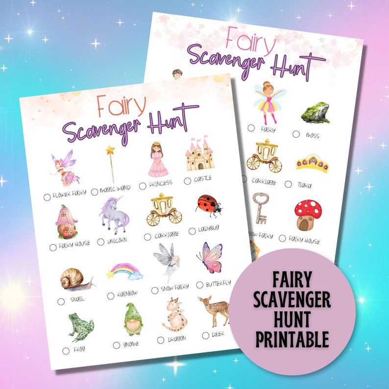 Fairy Scavenger Hunt Fairy Party Favors, Girls Scavenger Hunt Fairy ...