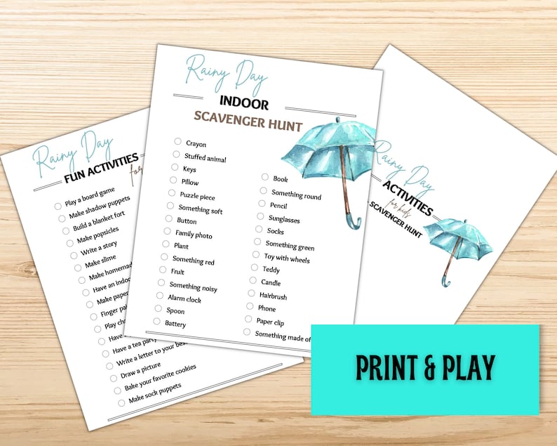 Fillable Rainy Day Indoor Scavenger Hunt Indoor Activities - Etsy