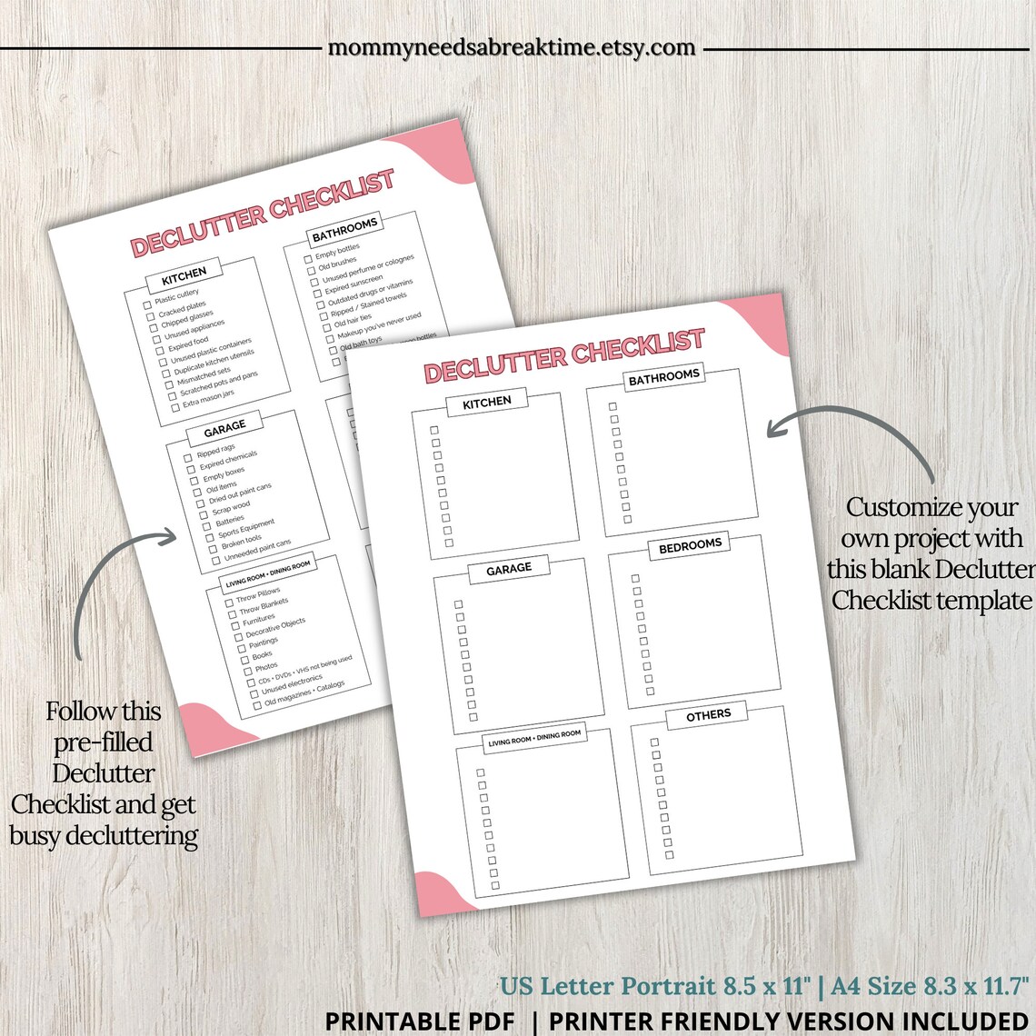 Declutter Checklist Printable Spring Cleaning, Declutter Printable ...