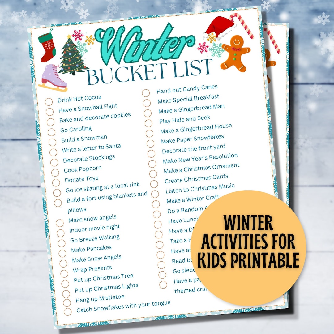 Winter Bucket List Christmas Bucket List, Winter Activities Printable ...
