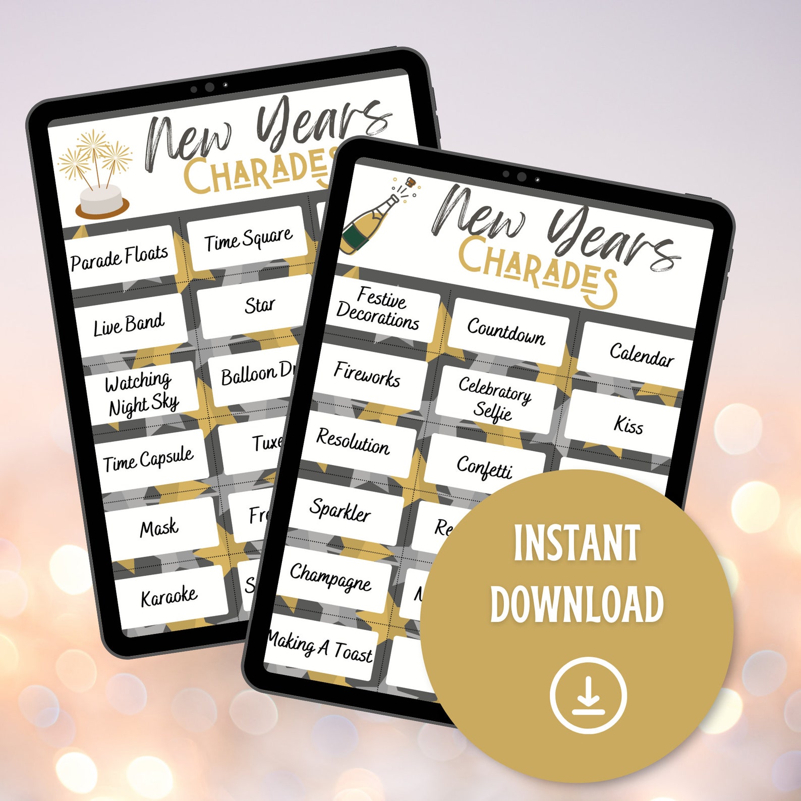 New Years Charades New Years Eve Game, New Years Party Games Printable ...