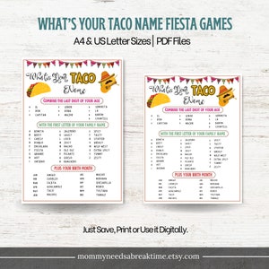 Whats Your Taco Name Game, Fun Fiesta Game Cinco De Mayo Games, Fiesta ...