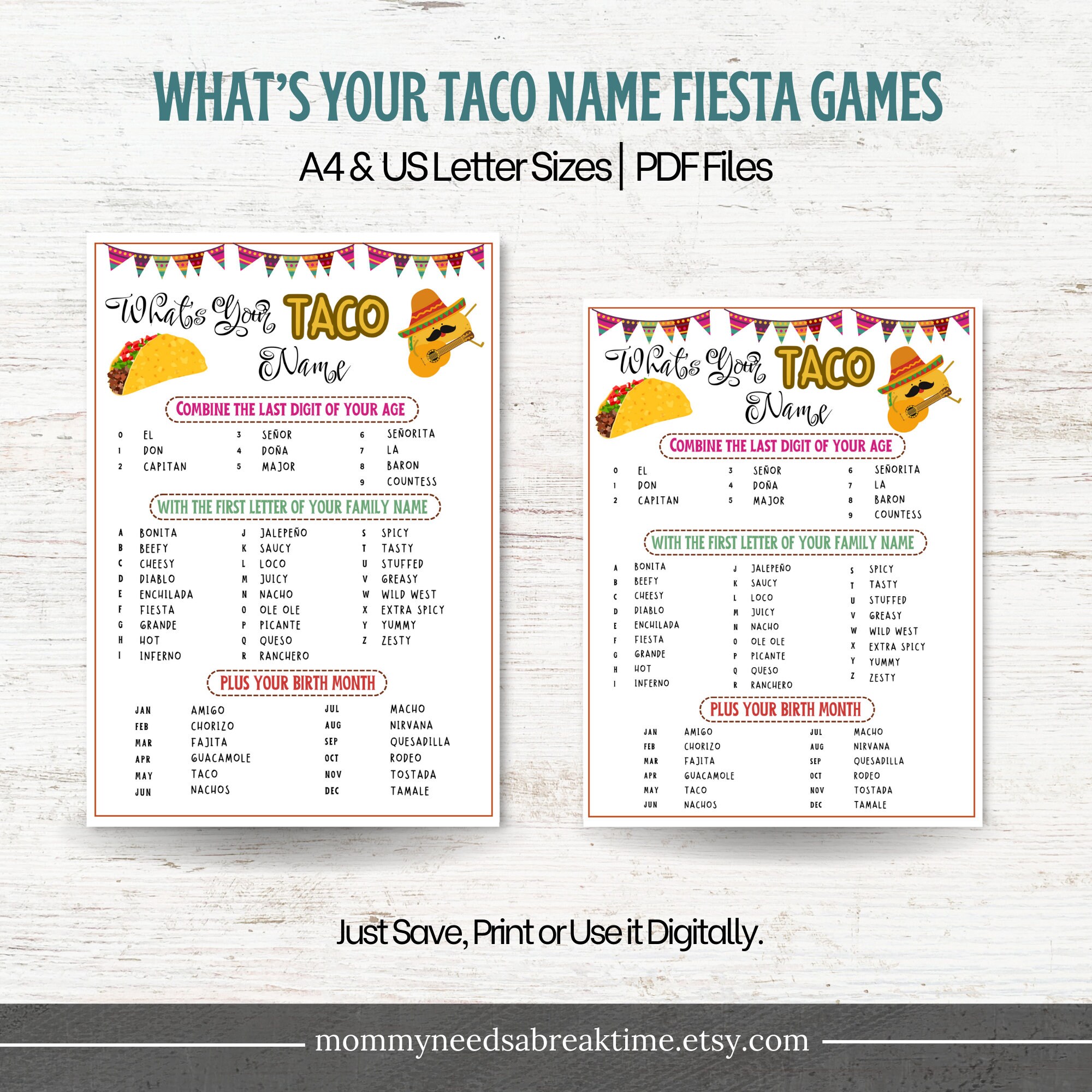 Whats Your Taco Name Fiesta Games Cinco De Mayo Games Fiesta Ice ...